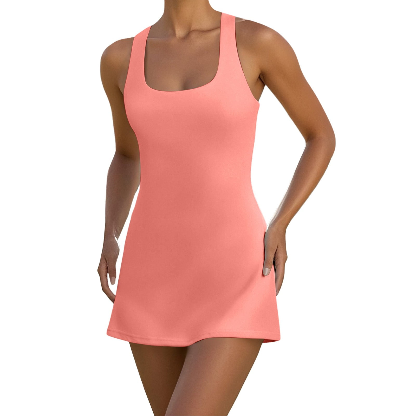 OSOLU Solid Color Women Casual Dress For Sports Yoga Lightweight ...