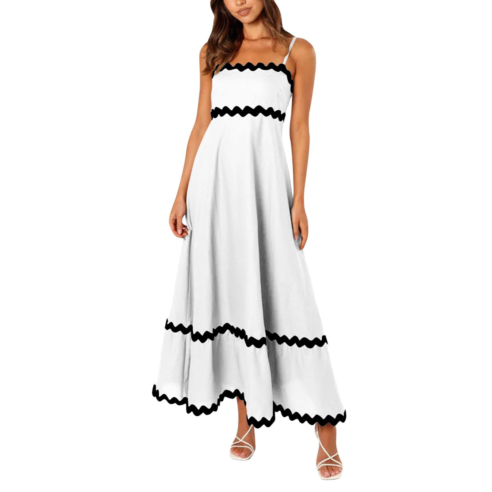 OSOLU Solid Color Women Casual Fashion Sleeveless Dress Summer Loose ...