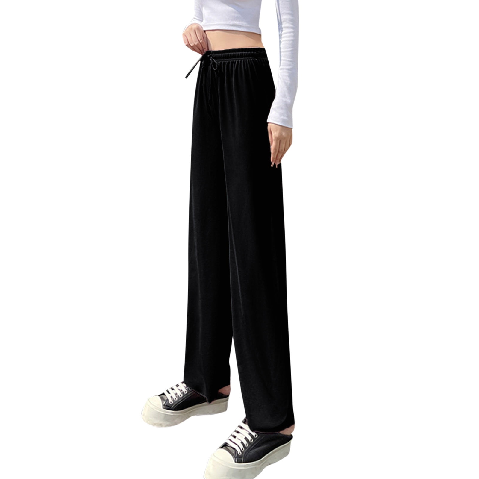 OSOLU Solid Color Women Casual Multicolor High Waist Strap Drawstring ...