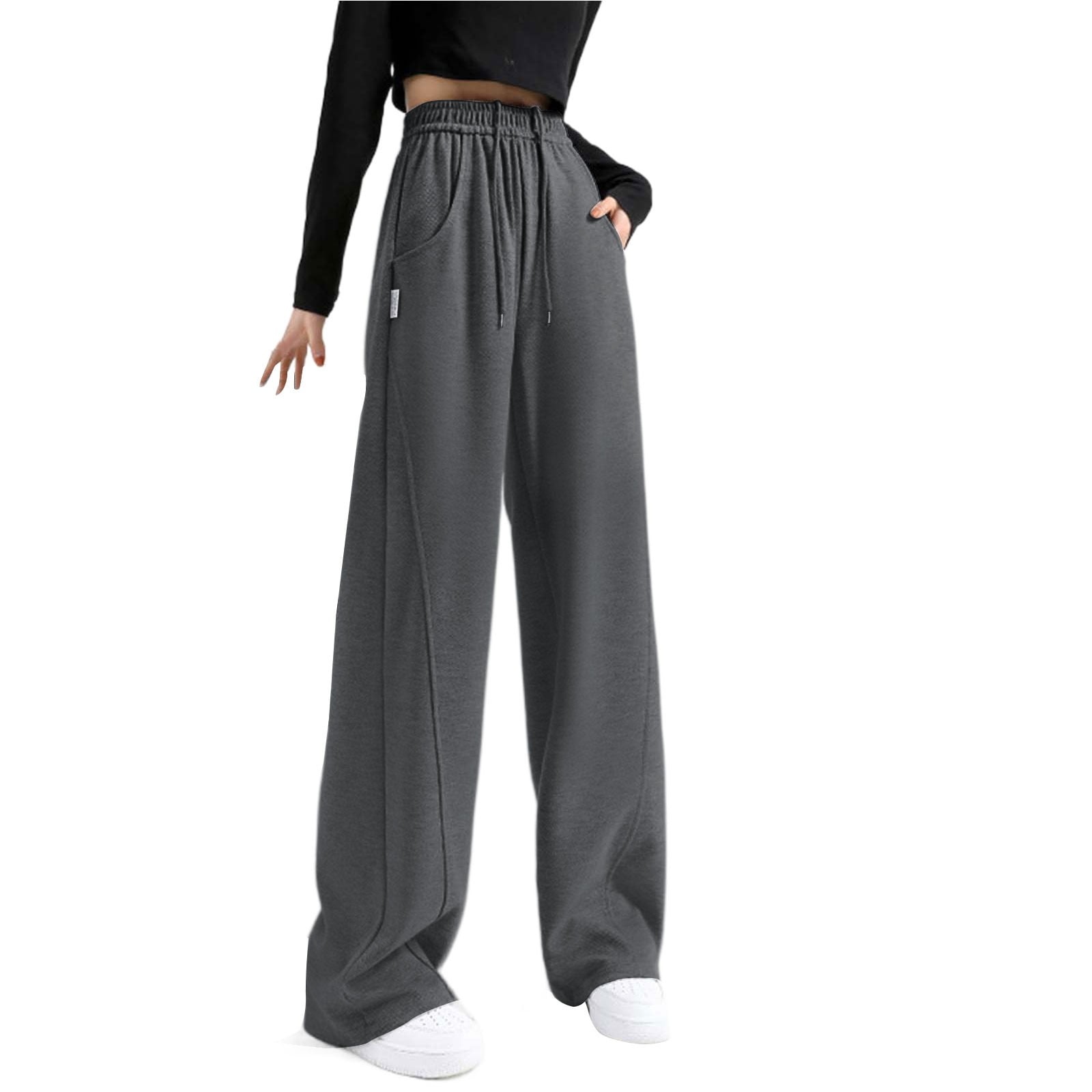 OSOLU Solid Color Women Cozy Sweatpants Relaxed Fit Baggy High Waist ...