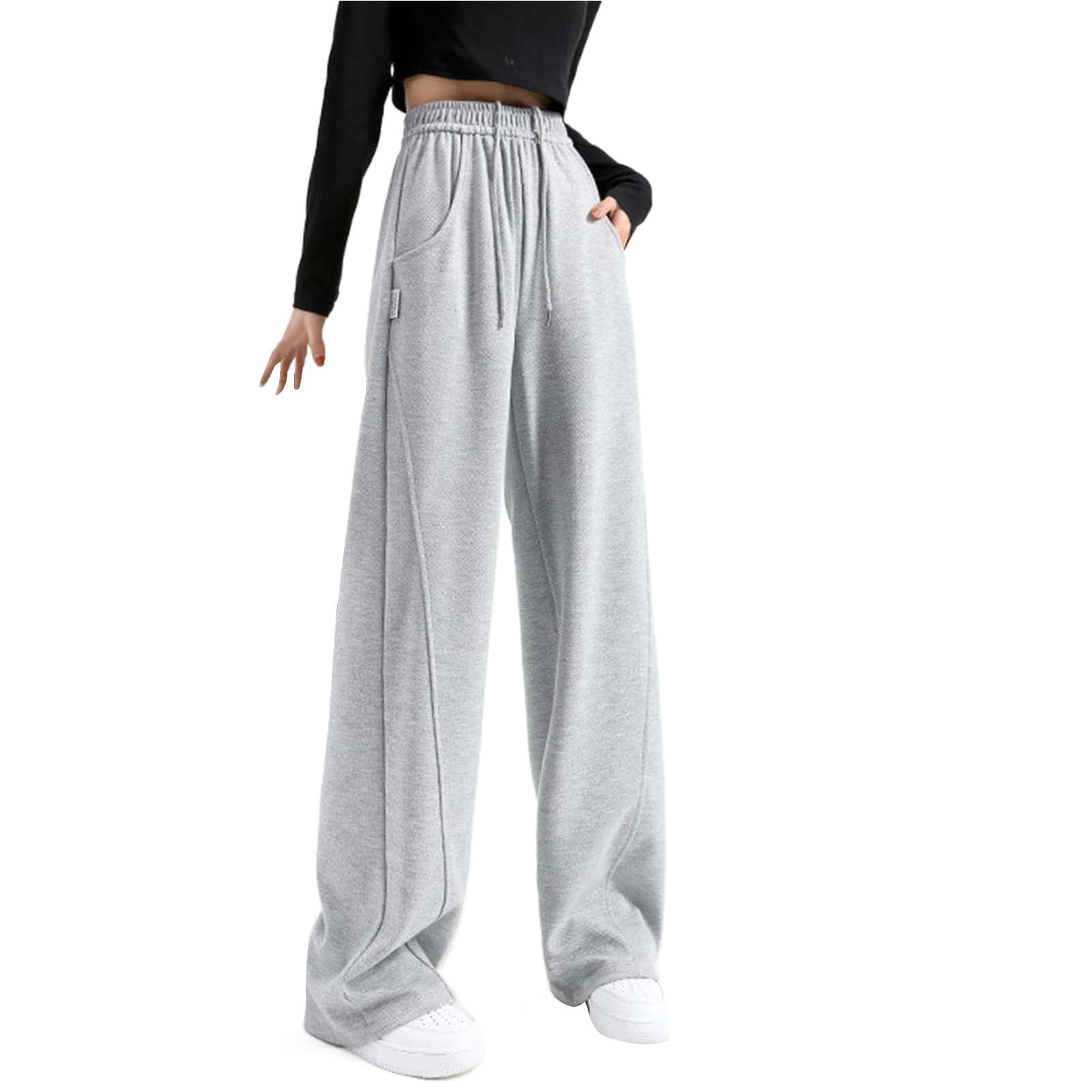 OSOLU Solid Color Women Cozy Sweatpants Relaxed Fit Baggy High Waist ...