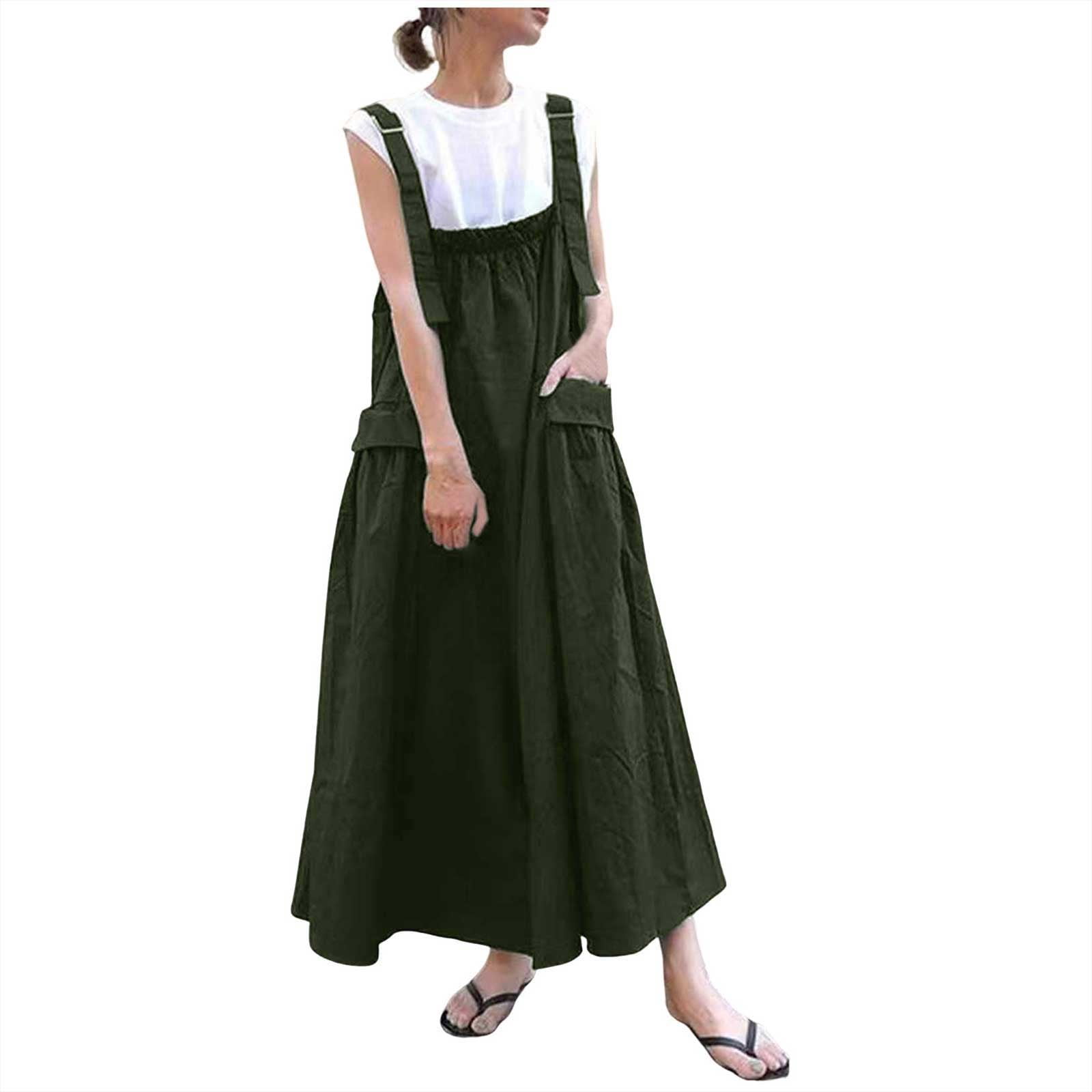 OSOLU Solid Color Women Fashion Spaghetti Skirt With Long Straps Large ...