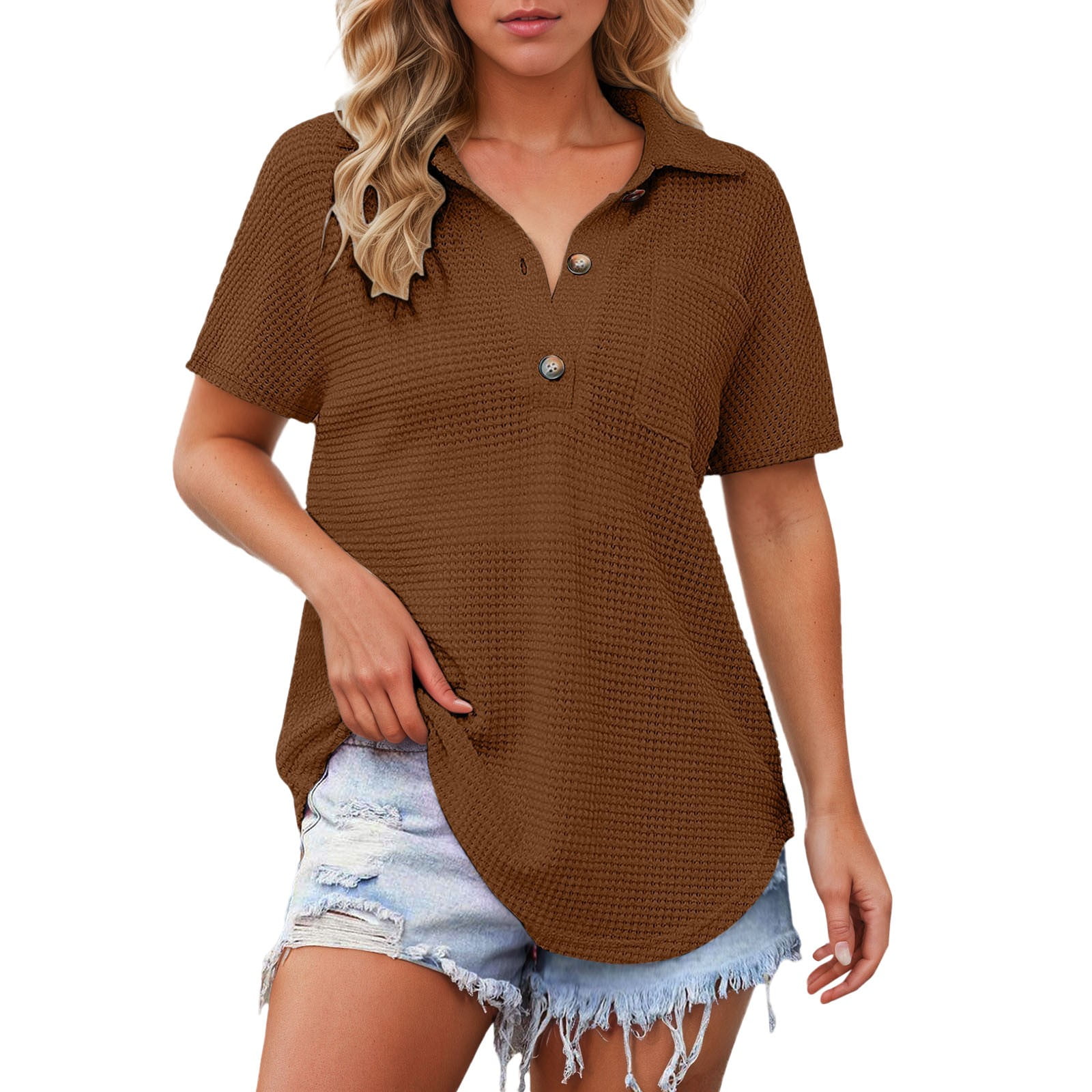 OSOLU Solid Color Women Knit Shirt Tops Holiday Dailywear - Walmart.com