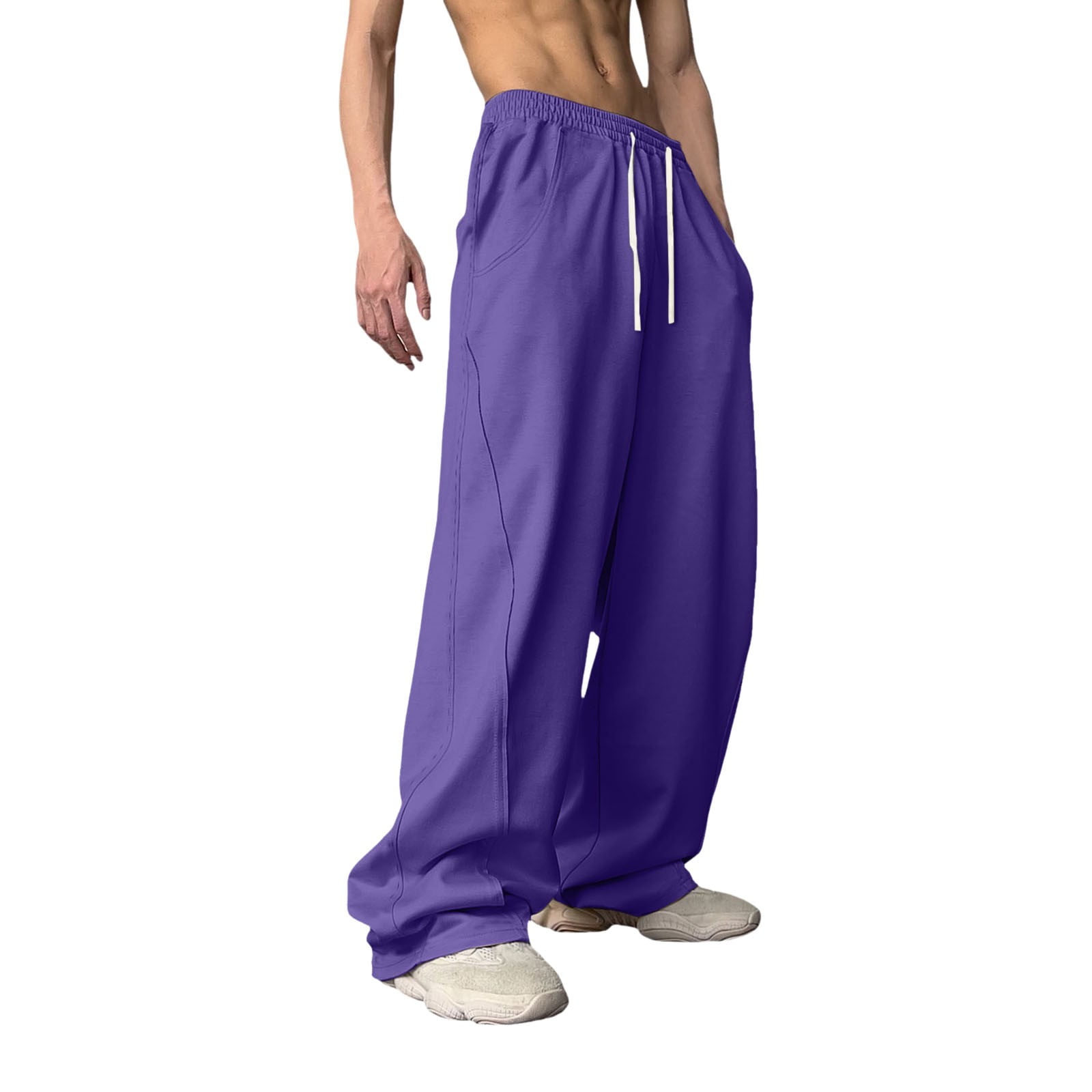 OSOLU Solid Color Women Retro High Waist Wide Leg Sports Pants Summer High Street Design Loose ...