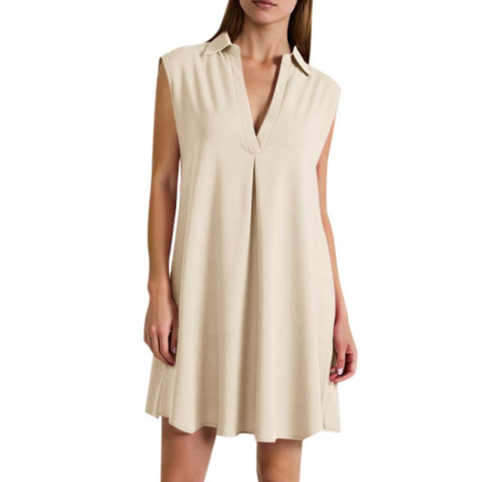 OSOLU Solid Color Women Sleeveless Swimsuit Coverup V-Neck Bathing Suit ...