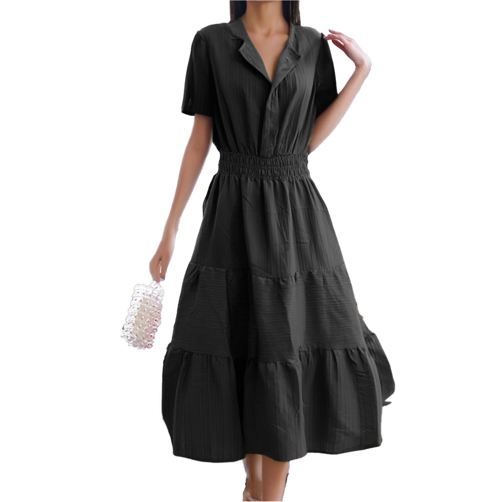 OSOLU Solid Color Women Summer 2025 Casual Midi Maxi Dresses ...