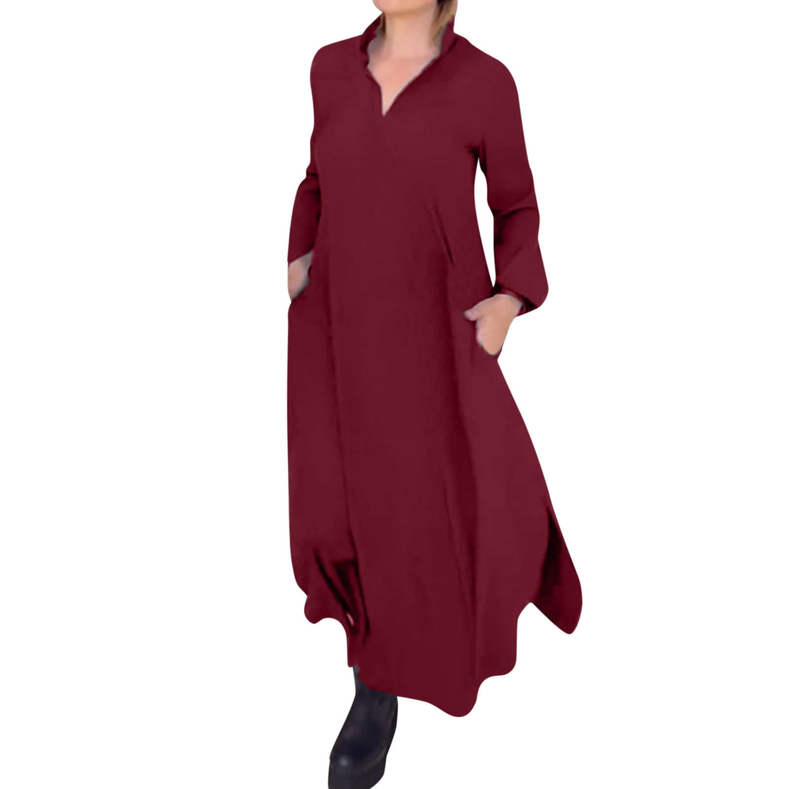 OSOLU Solid Color Women Summer Casual Boho Floral Dresses V-Neck Short ...