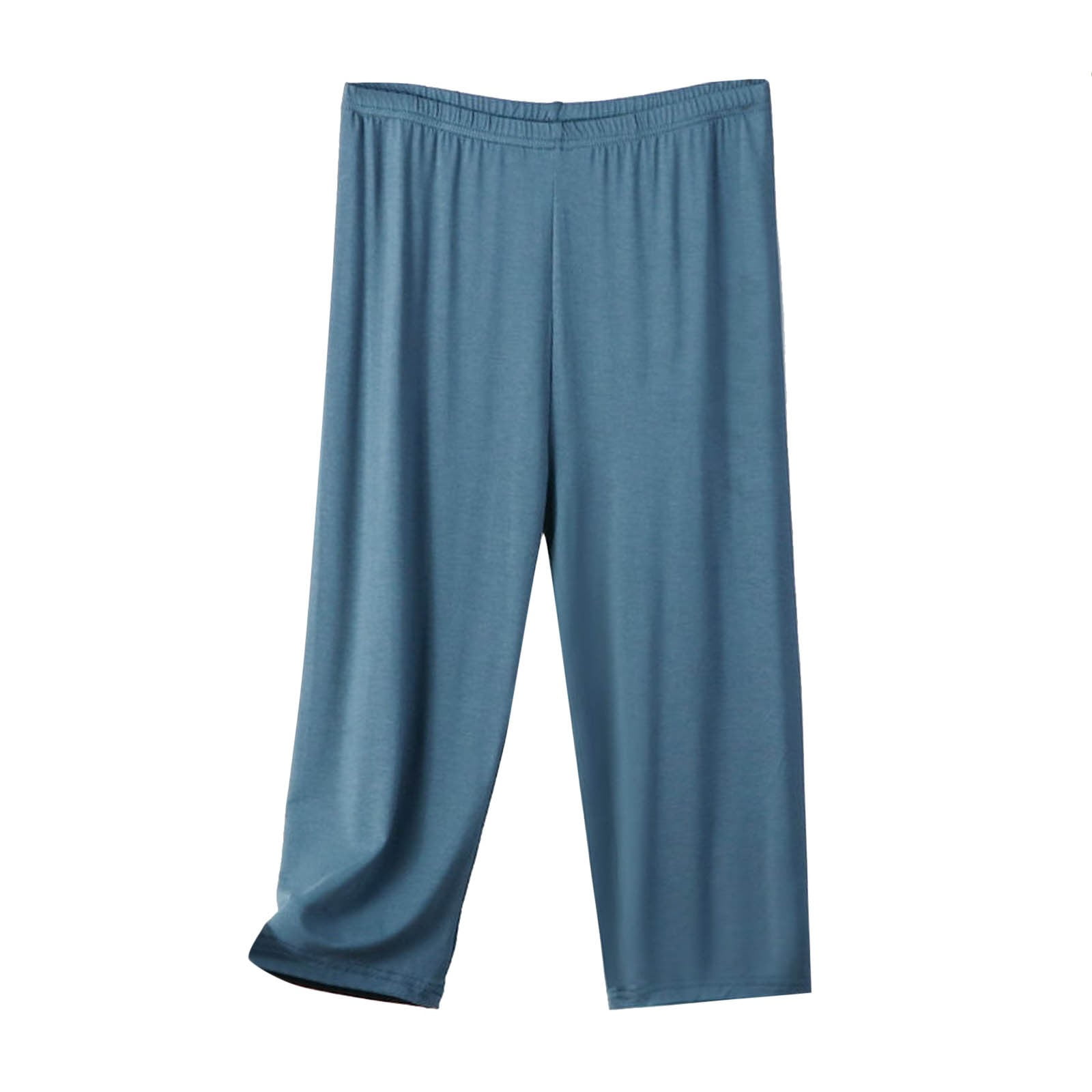 OSOLU Solid Color Women Summer Cropped Pants Thin Style Home Plus Size ...