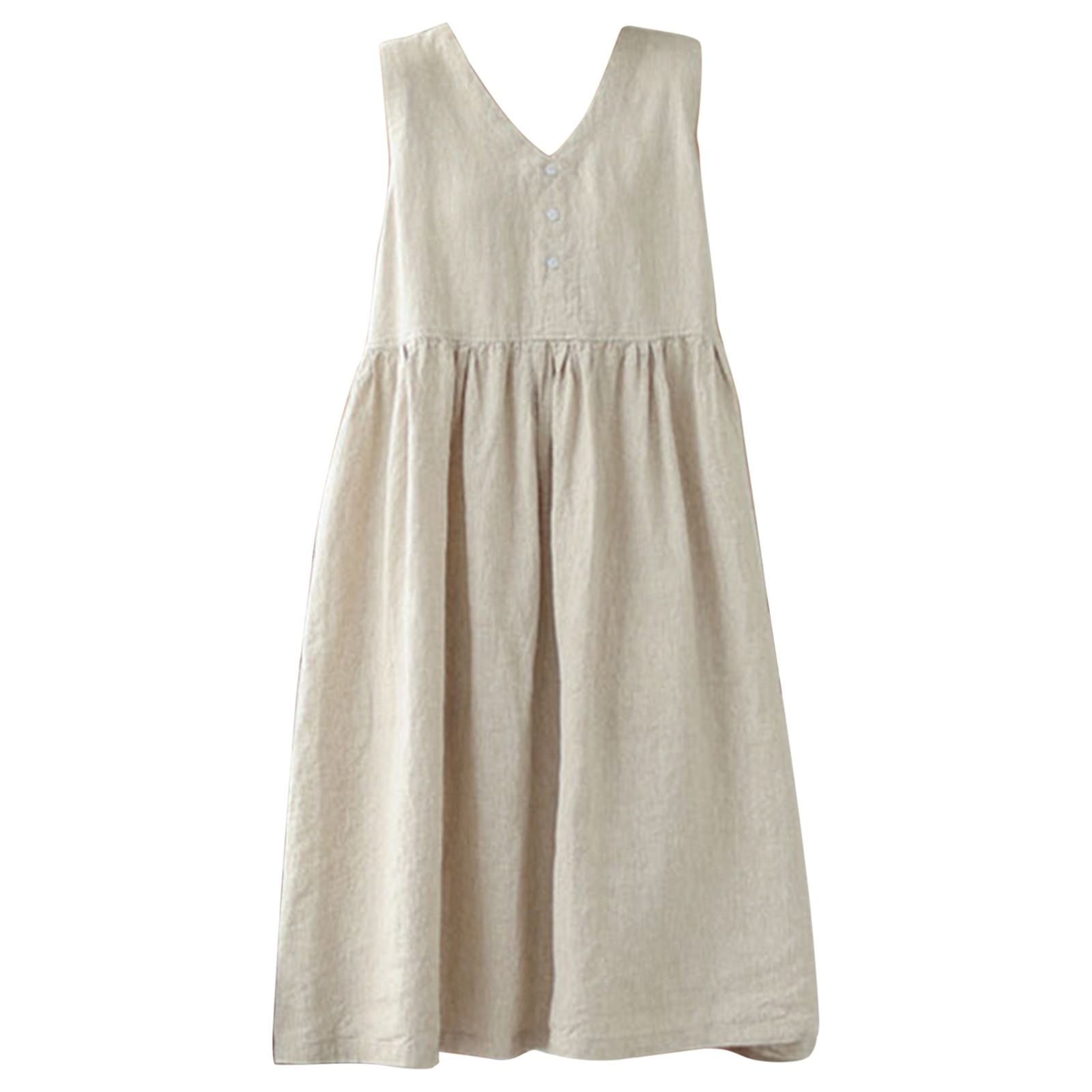 OSOLU Solid Color Women V-Neck Sundress Front Back Two Wear Spaghetti ...