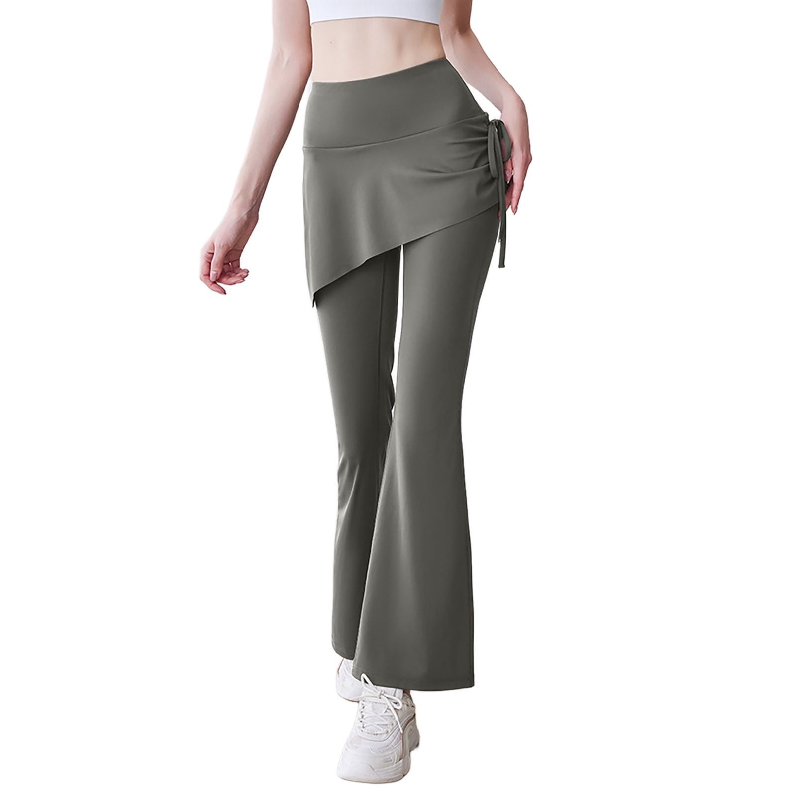 OSOLU Solid Color Women Yoga Fitness Two Piece Glare Yoga Pants With ...