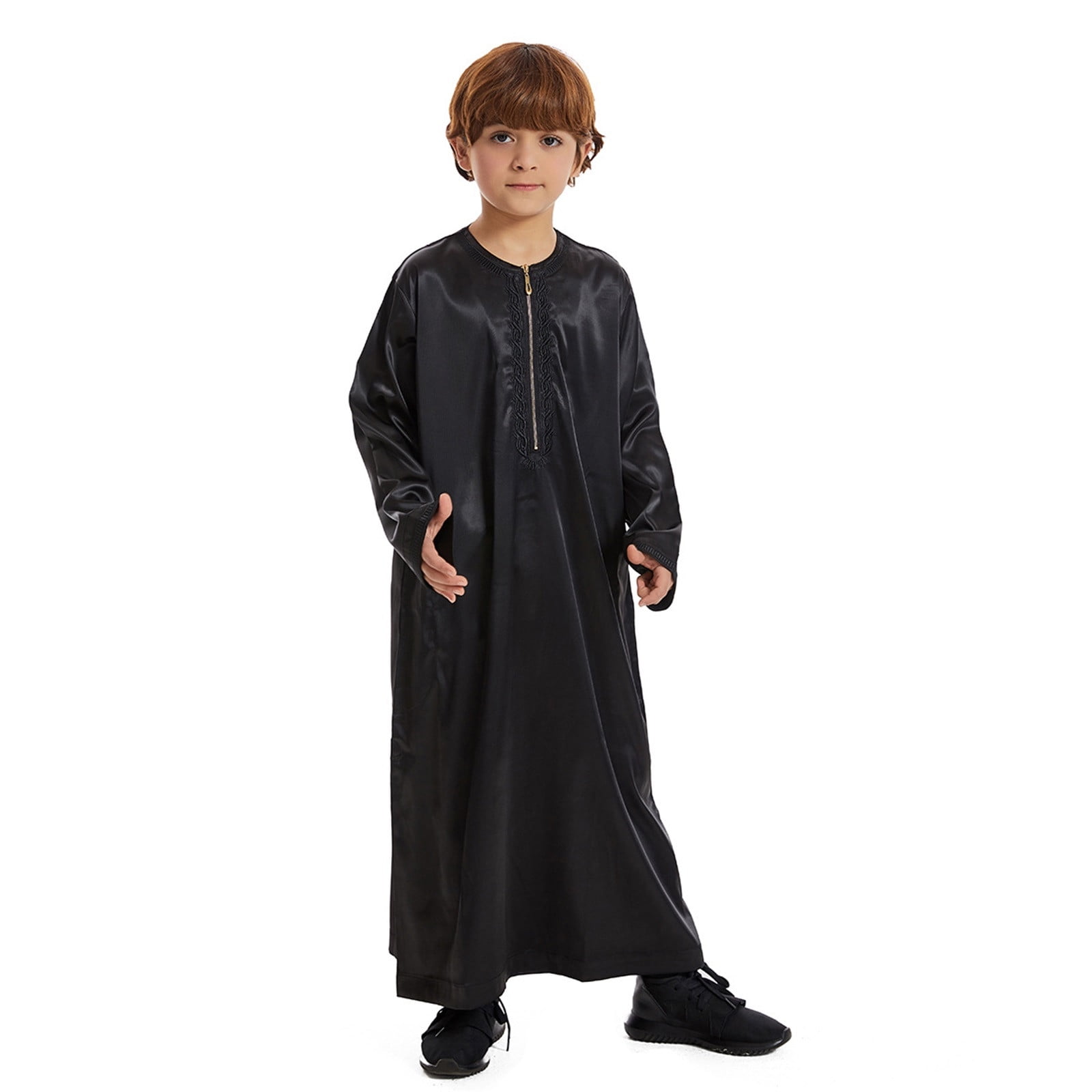 OSOLU Toddler Arabic Thobe Thobe Long Sleeve Kaftan Crew Robe National ...