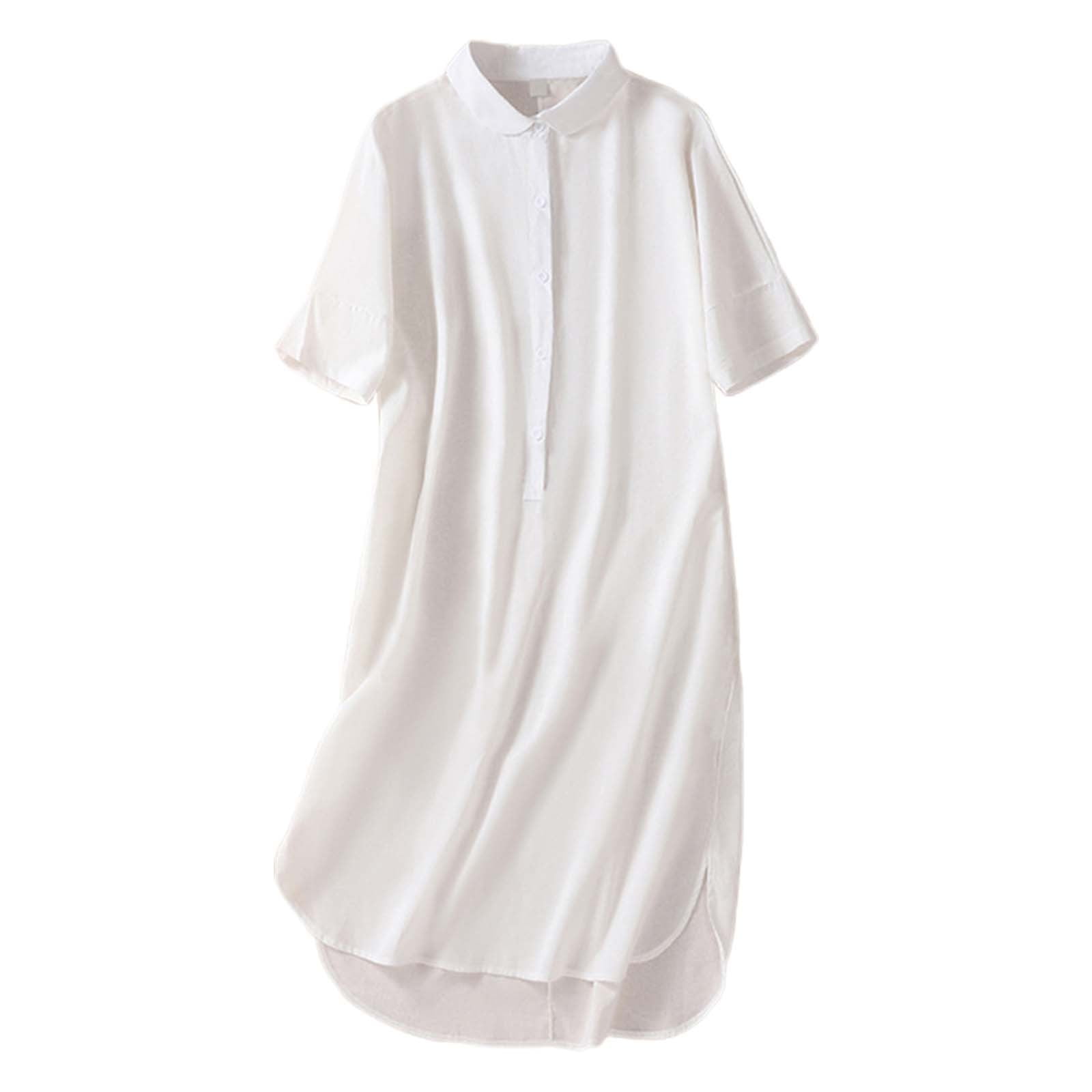 OSOLU Women Casual Summer Dress Collar Long Sleeveless Button Down ...
