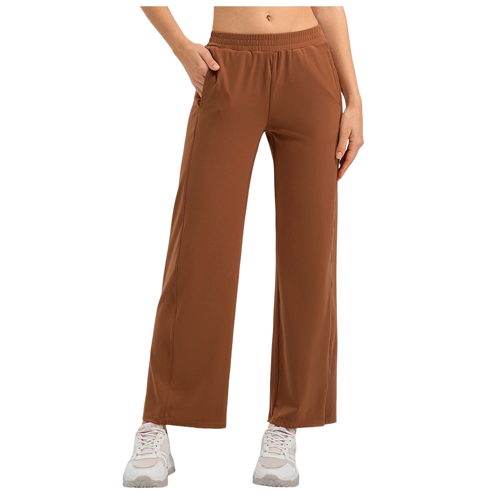 OSOLU Women Yoga Lightweight Wide Leg Pants 30 Workout Stretchy Running ...