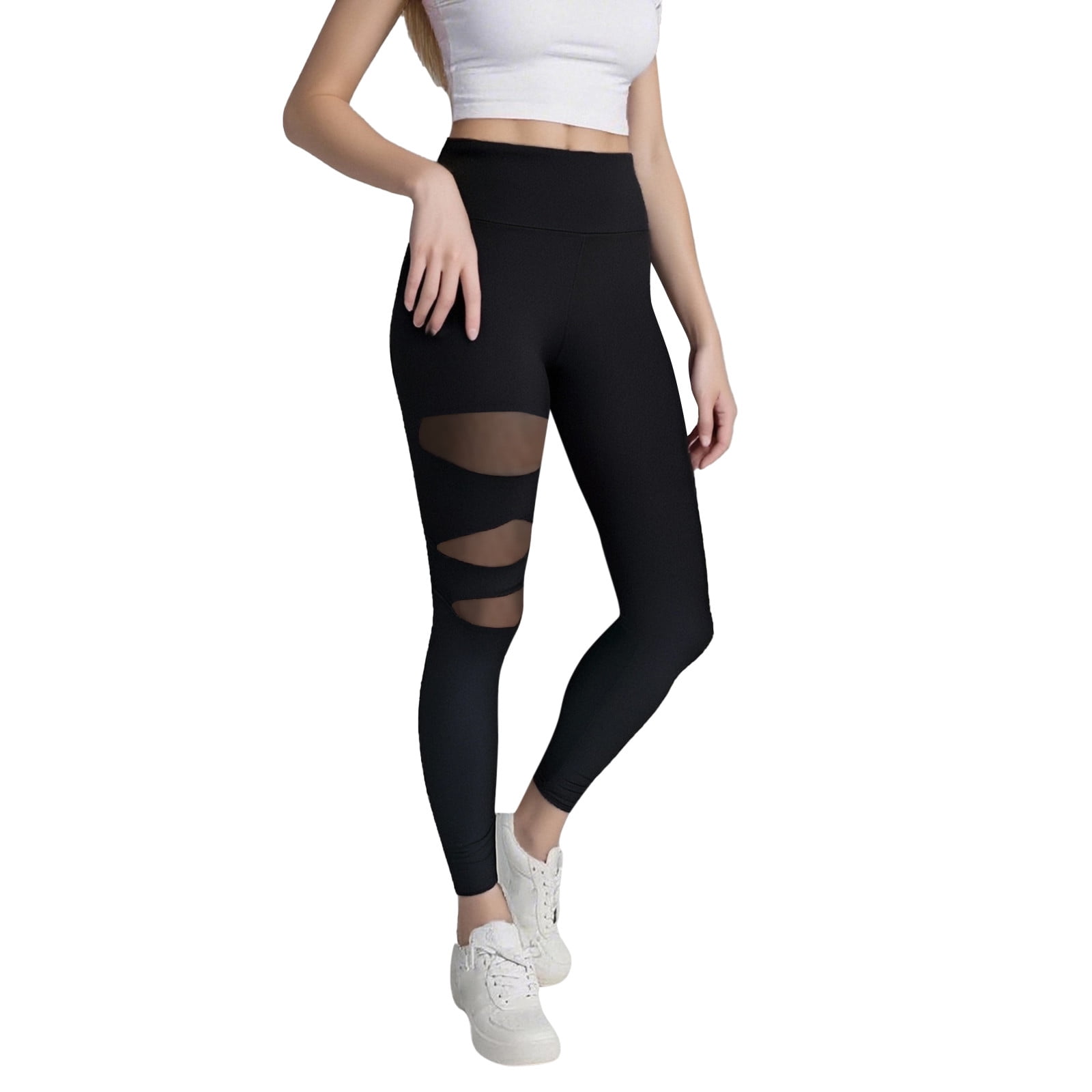 OSOLU Women Yoga Summer Thin Fitness Pants Plus Mesh Tight Leggings ...