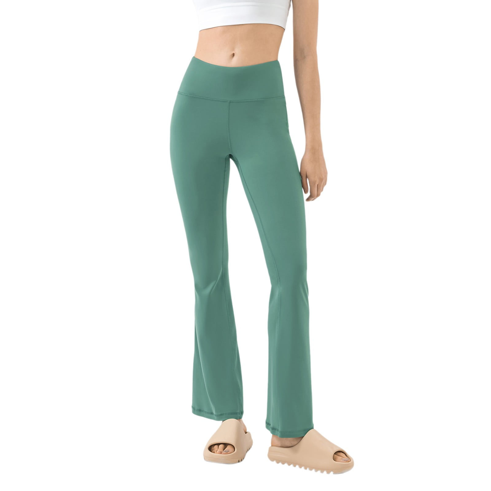 OSOLU Women's Micro Stretch Wide Leg Yoga Pants High Waist Lift Belly ...