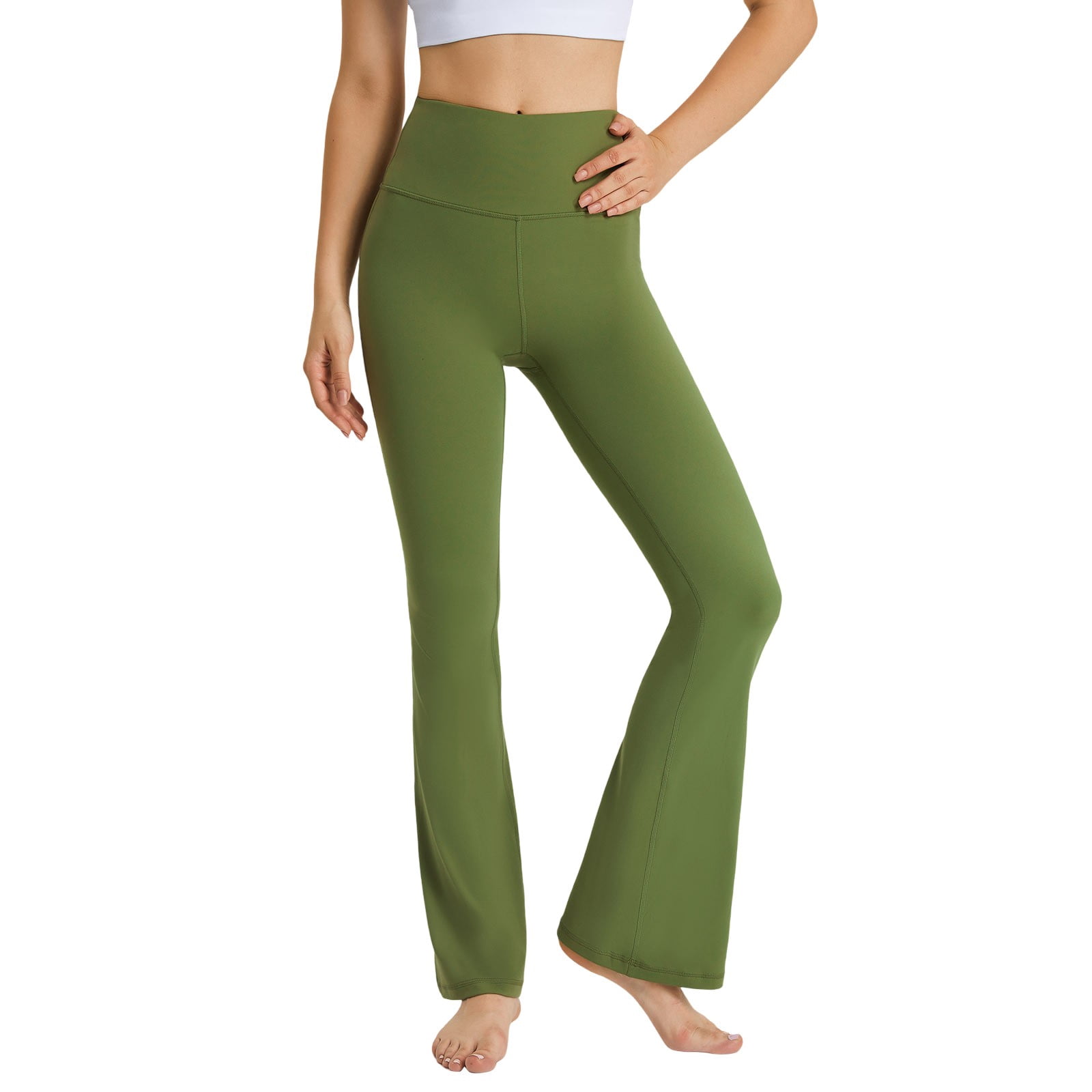 OSOLU Women's Micro Stretch Wide Leg Yoga Pants High Waist Lift Belly ...