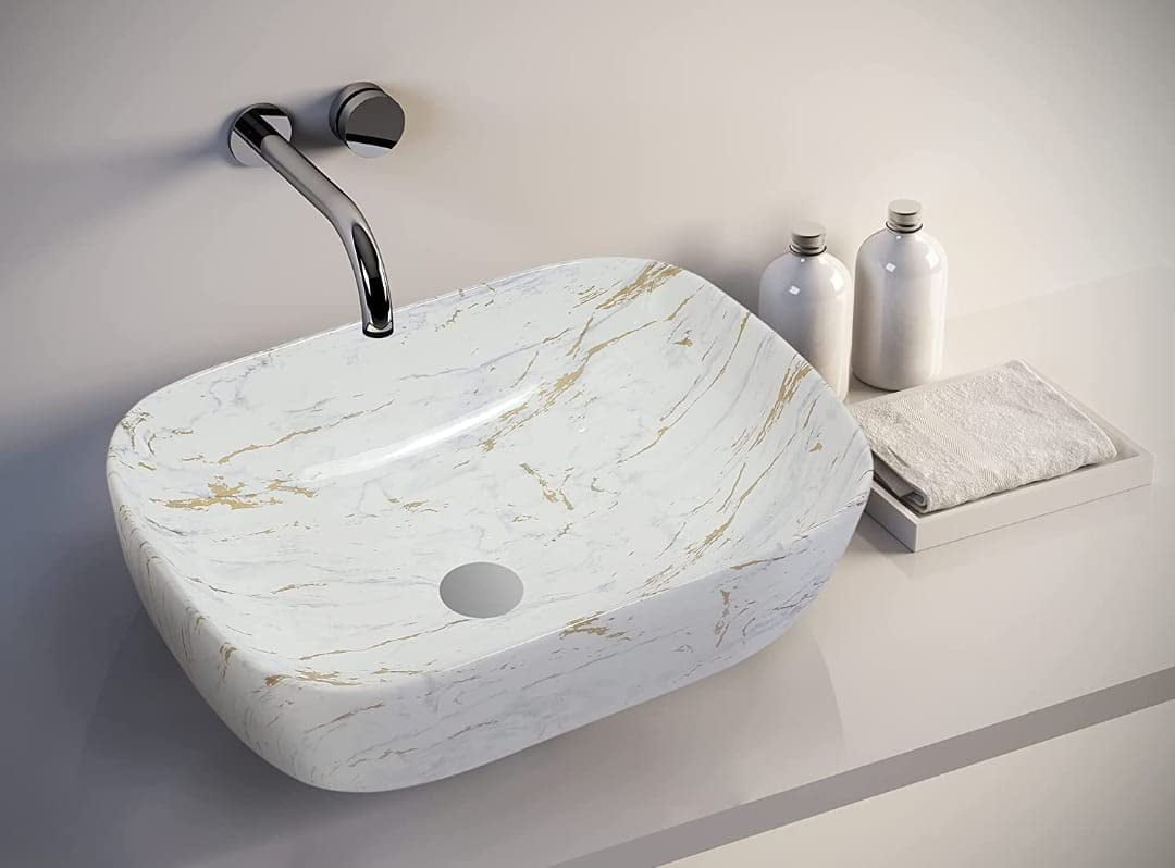 OSOSAM Ceramic Countertop Wash Basin Designer Table Top Bathroom Basin ...