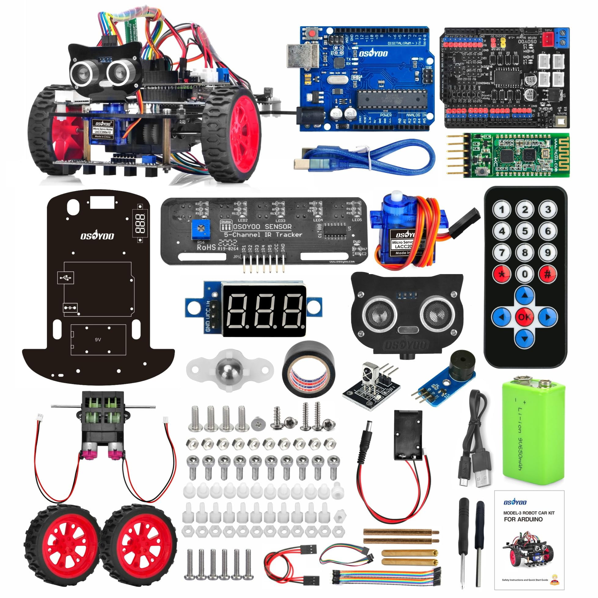 OSOYOO Smart Robot Car kit for Arduino to Learn Programming and Get Hands on Experience of ...