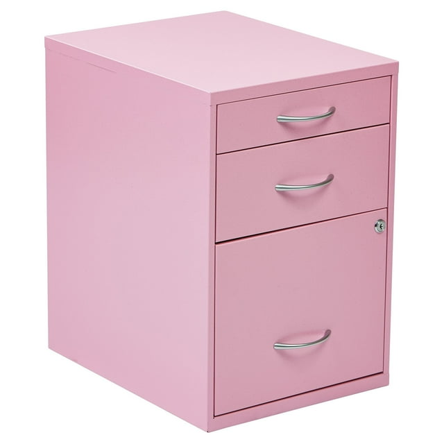 OSP Home Furnishings 22" Pencil, Box, Storage File Cabinet in Pink ...