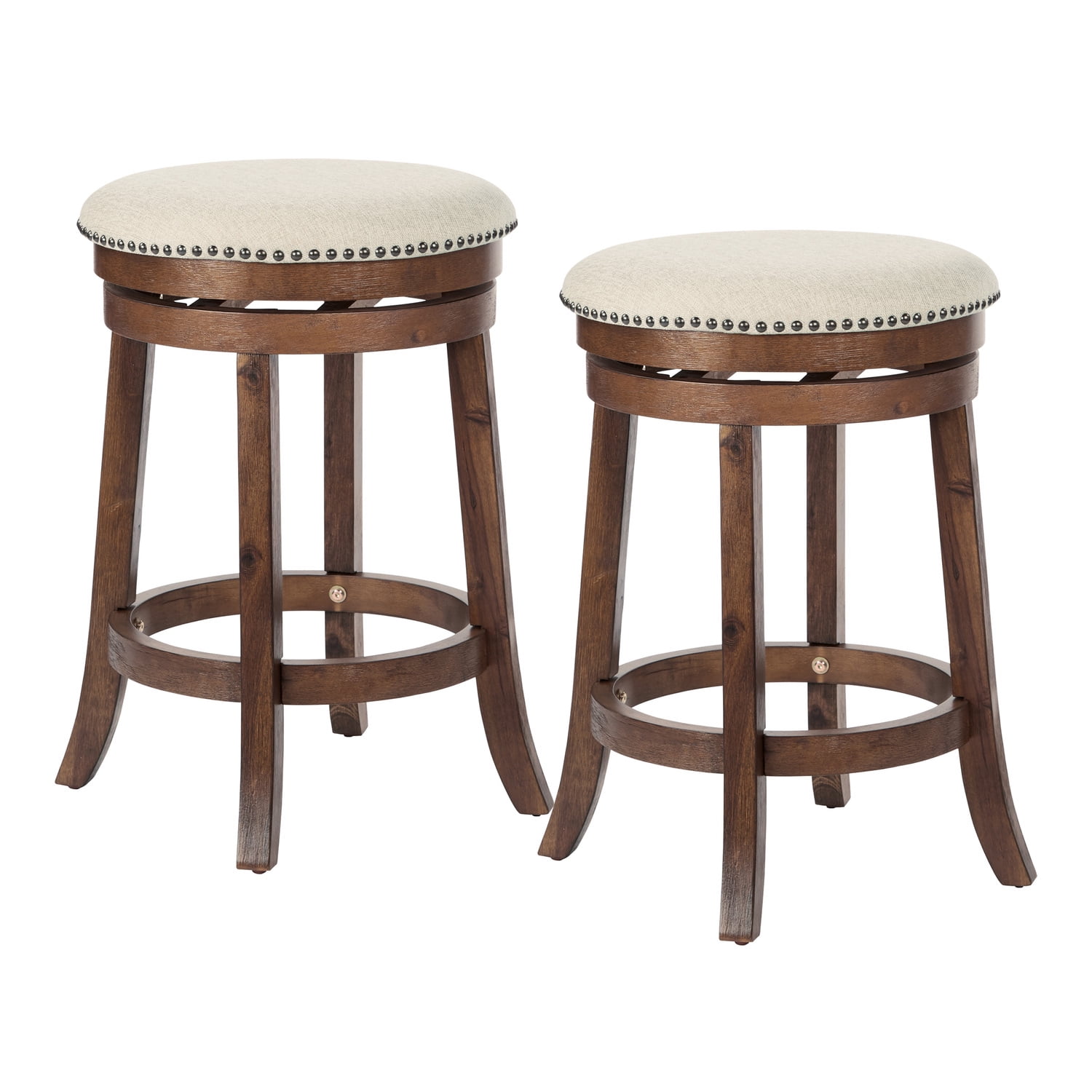 OSP Home Furnishings Backless Swivel Stool in Burnt Brown Finish 2-Pack ...