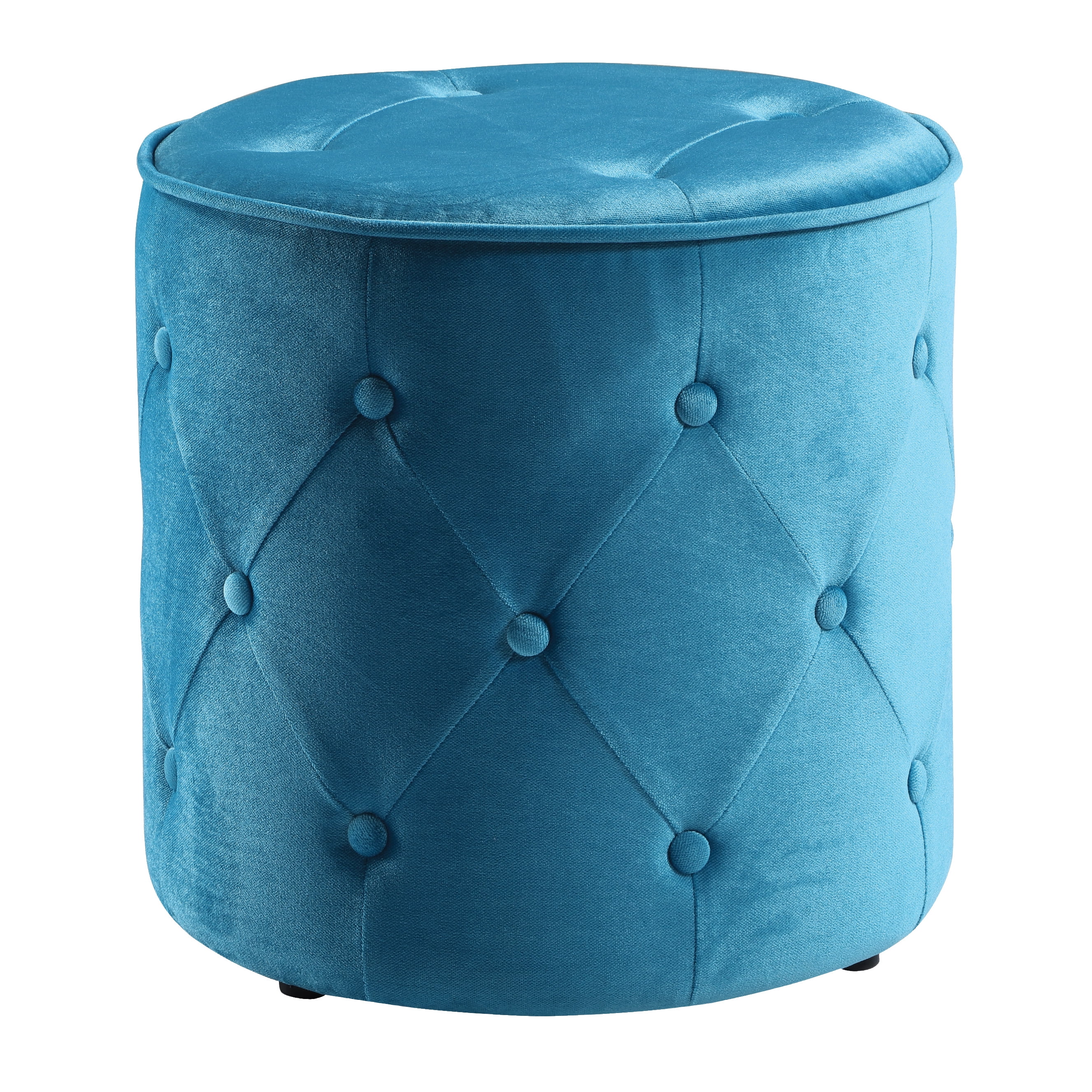 OSP Home Furnishings Curves Tufted Round Ottoman, Blue - Walmart.com