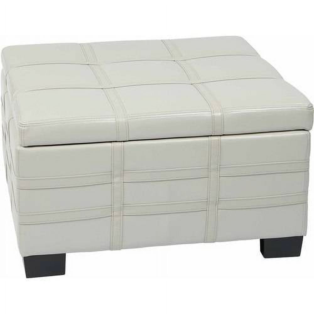 OSP Home Furnishings Detour Strap Ottoman with Tray in Cream Bonded ...
