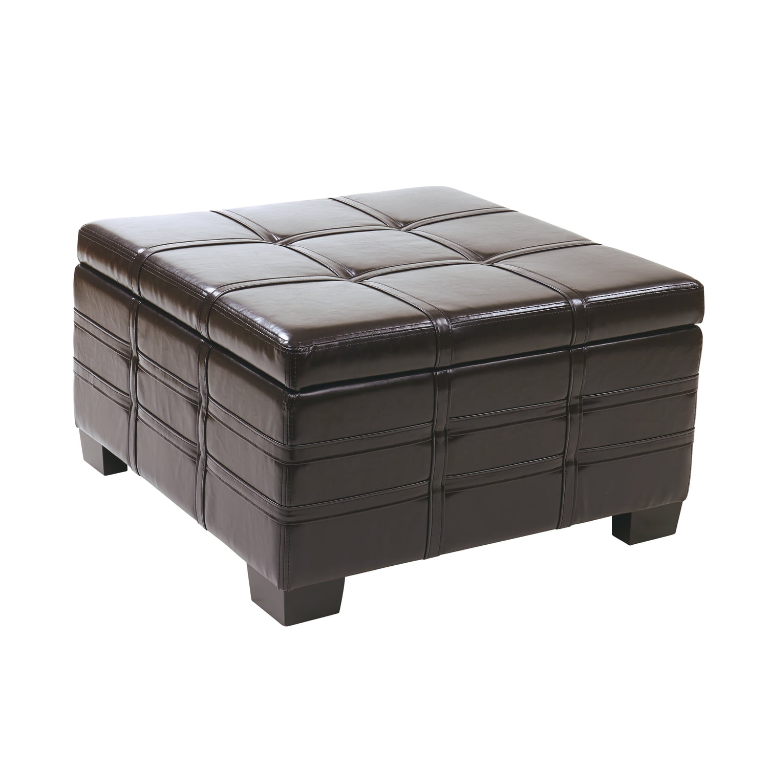 OSP Home Furnishings Detour Strap Ottoman with Tray in Espresso Bonded ...