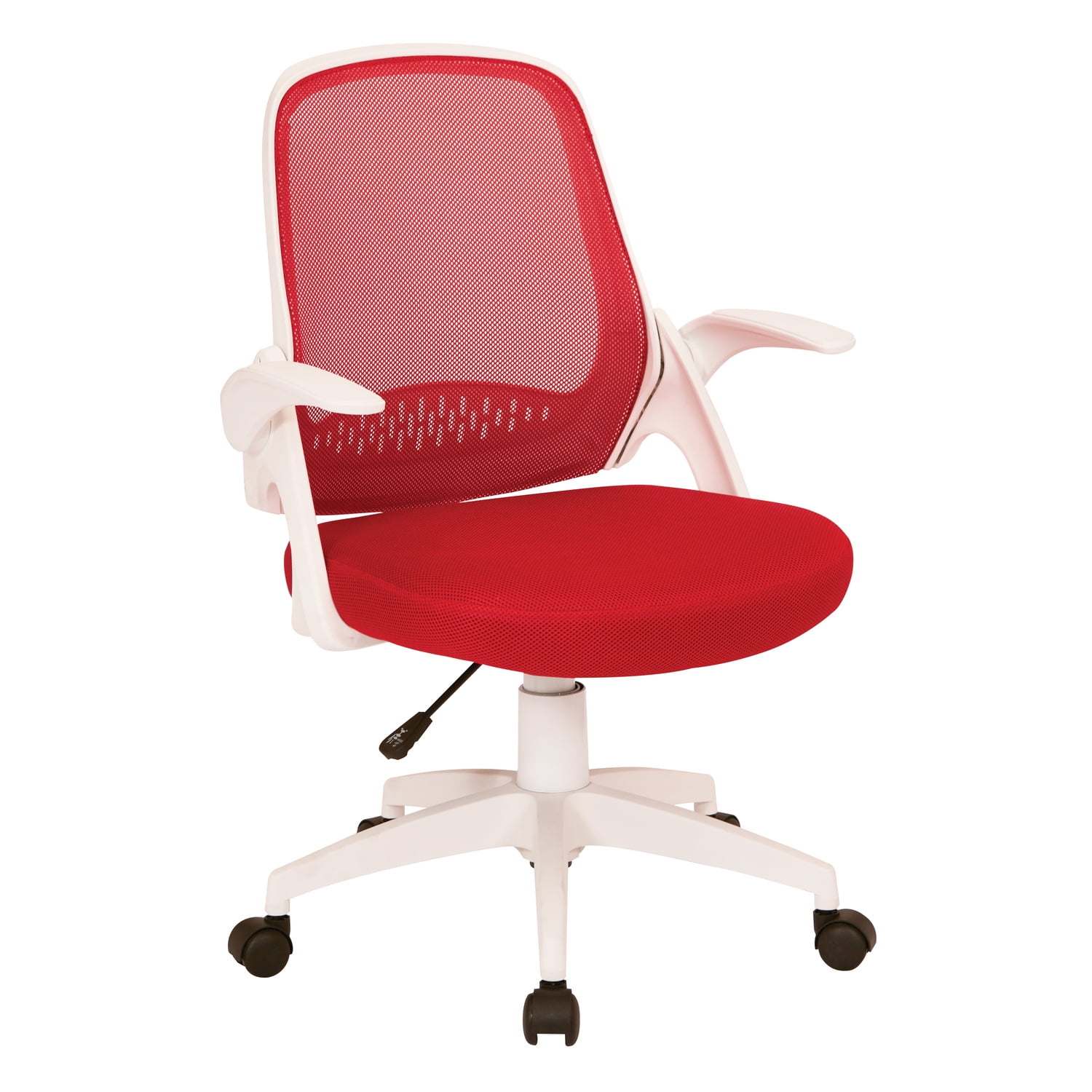 OSP Home Furnishings Jackson Office Chair with Red Mesh and White Frame ...