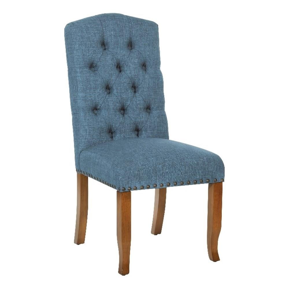 OSP Home Furnishings Jessica Tufted Dining Chair in Navy Fabric ...