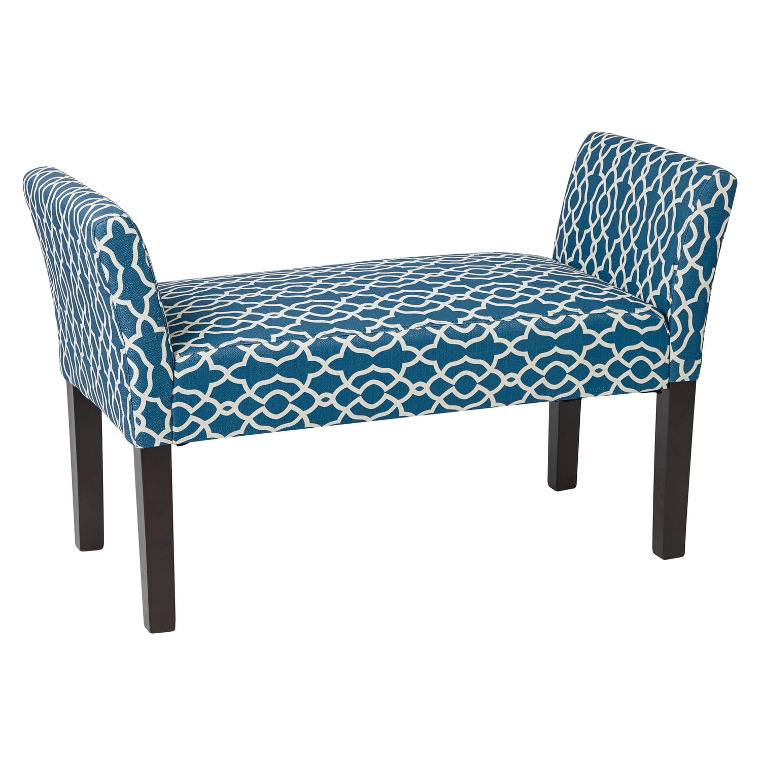 OSP Home Furnishings Kelsey Bench with Dark Espresso Legs and Abby Geo ...