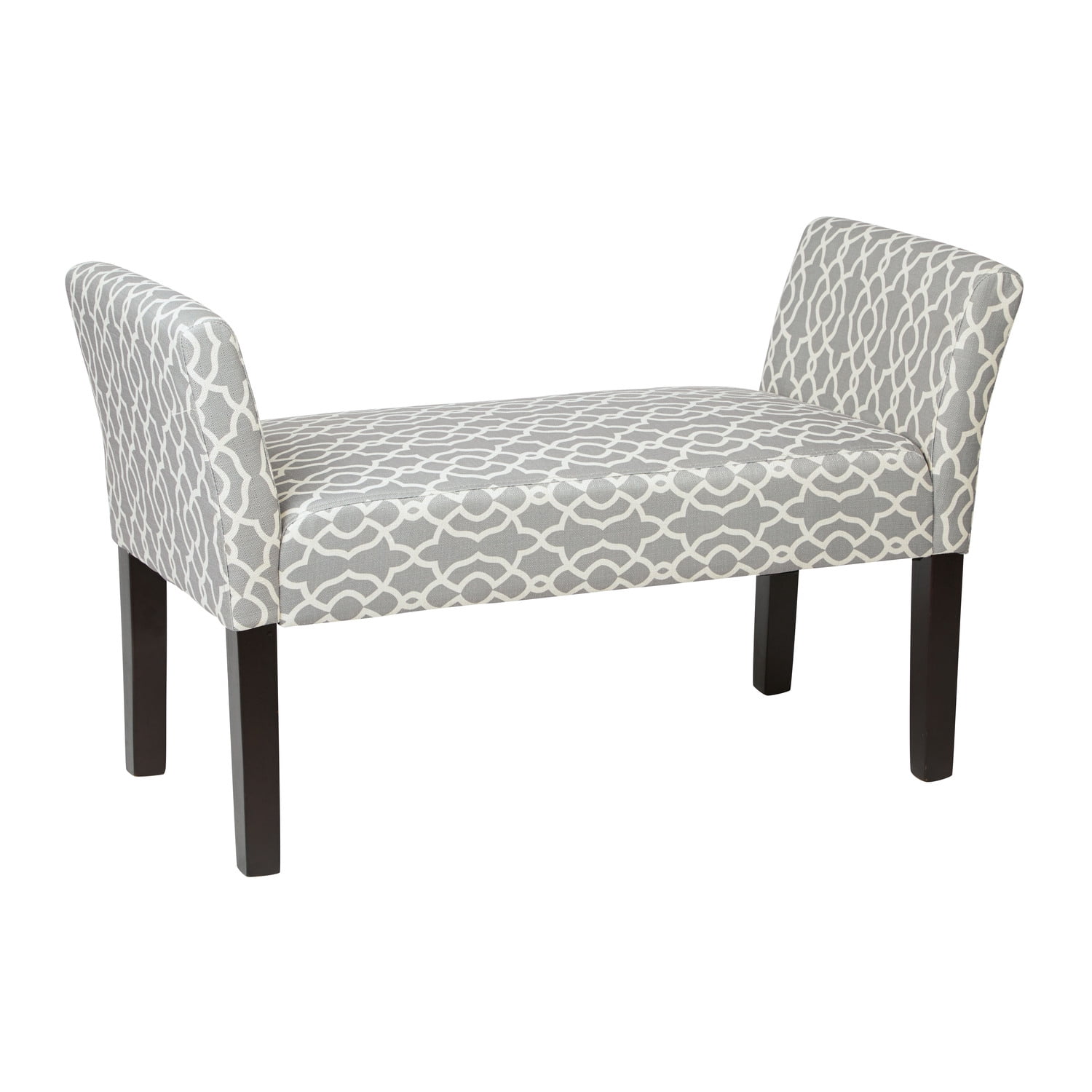 OSP Home Furnishings Kelsey Bench with Dark Espresso Legs and Abby Geo ...