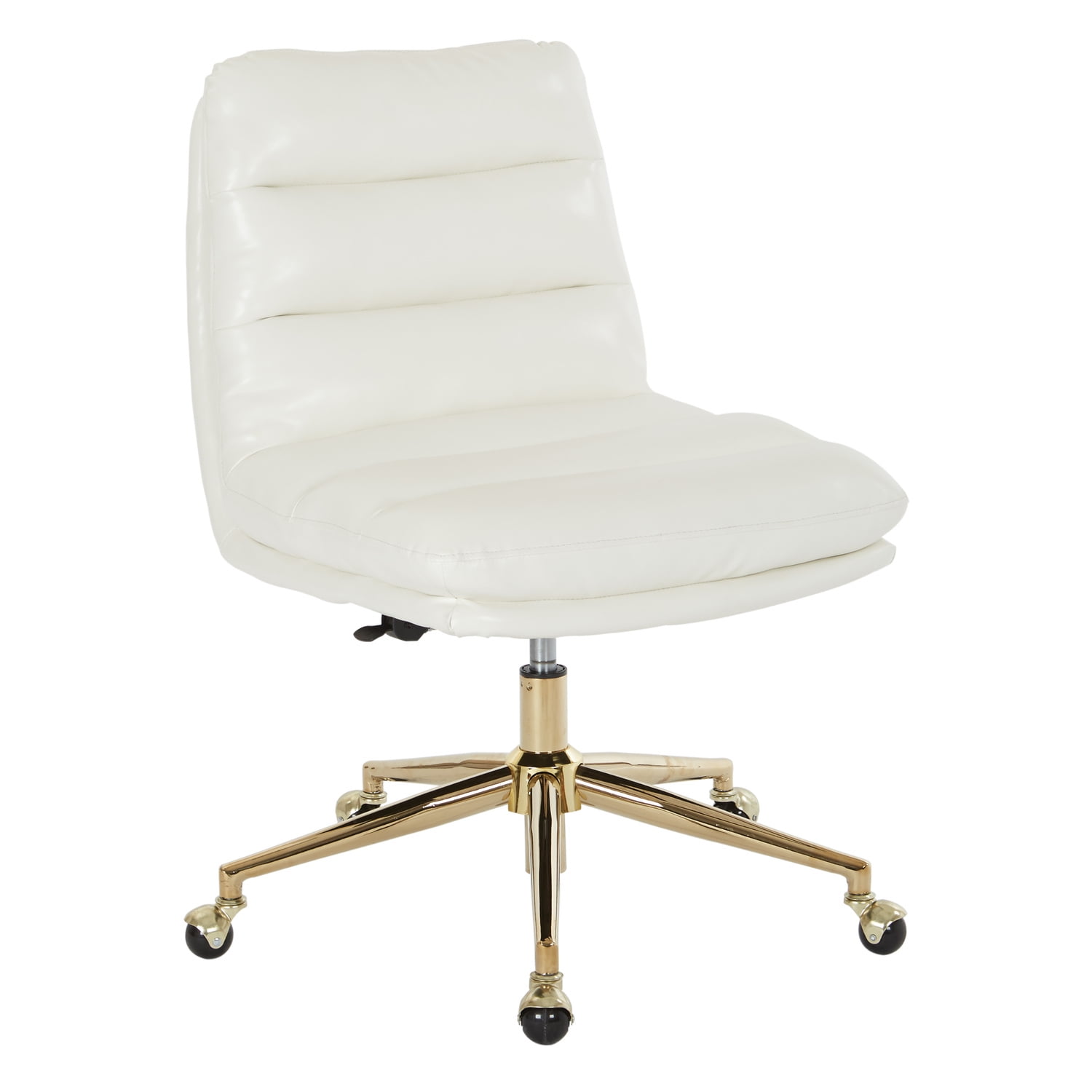 OSP Legacy Office Chair, Deluxe White Faux Leather, Gold Base - Walmart.com