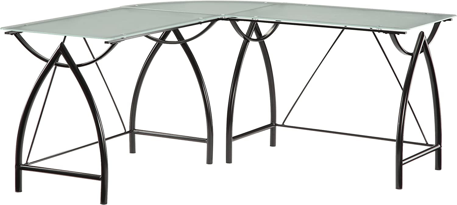 OSP Home Furnishings Newport L-Shaped Computer Desk with Frosted ...