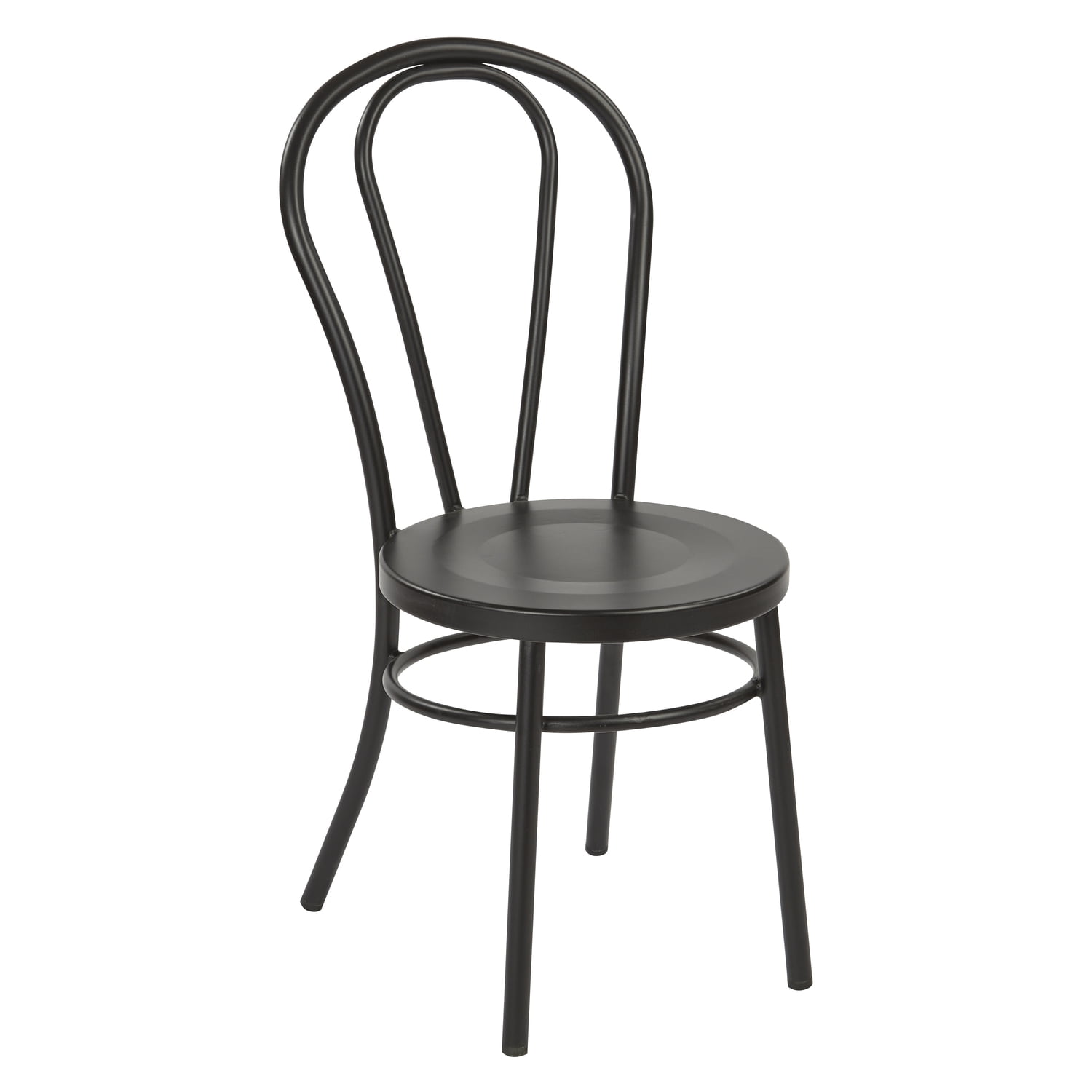 OSP Odessa Metal Dining Chairs with Backrest, Matte Black (Set of 2 ...