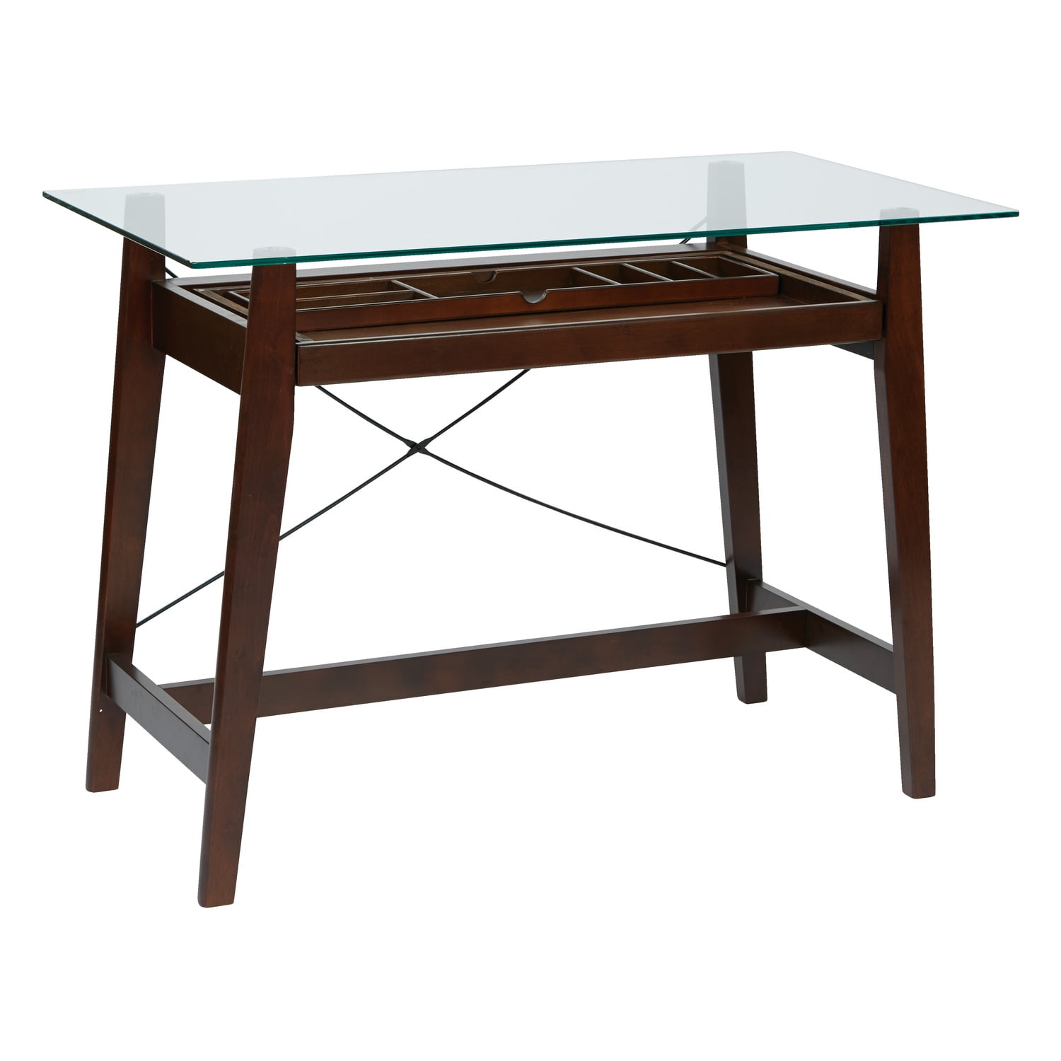 OSP Tribeca 42" Computer Desk with Glass Top, Espresso Finish - Walmart.com