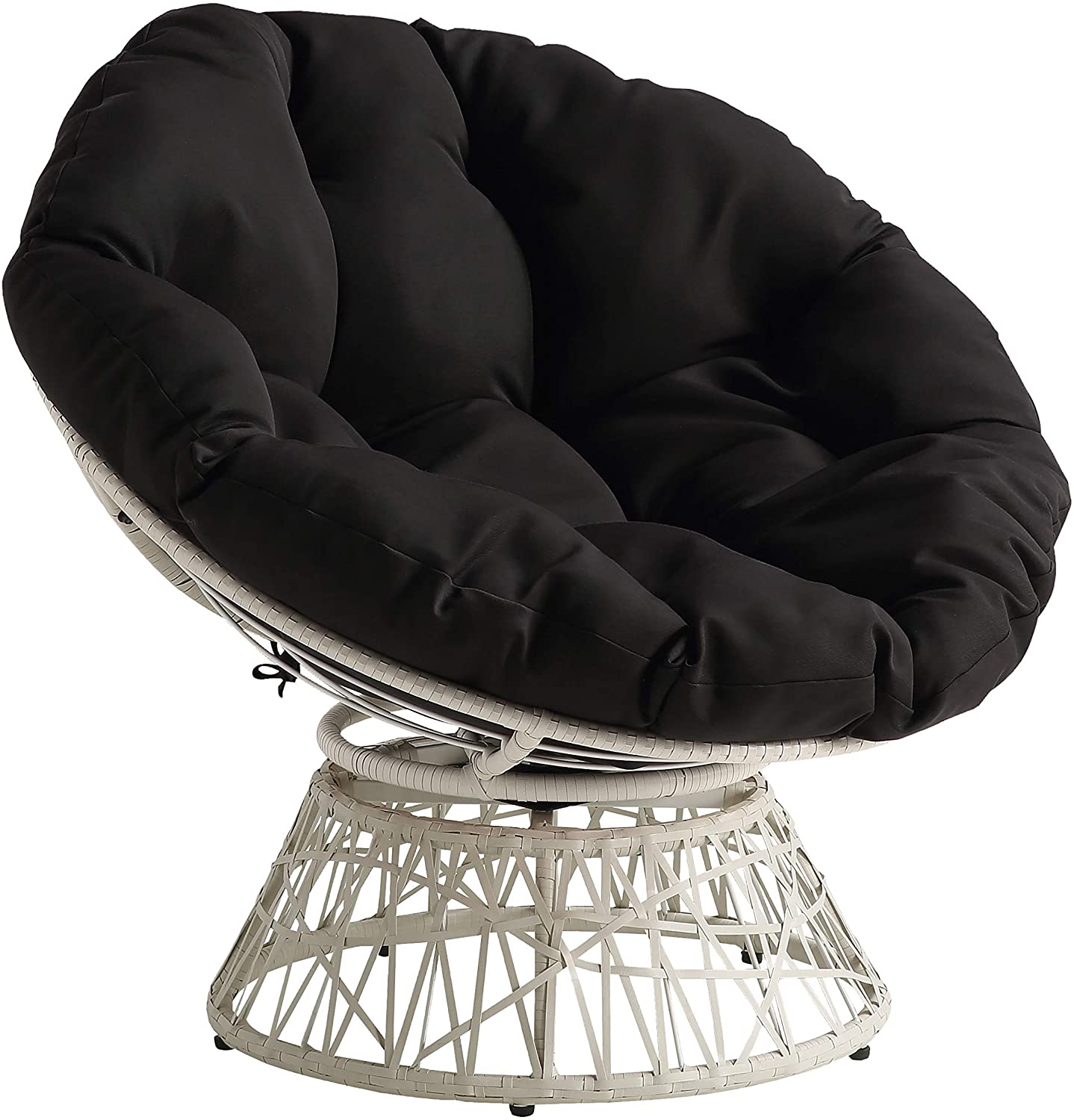 OSP Home Furnishings Wicker Papasan Chair with 360-Degree Swivel, Cream ...