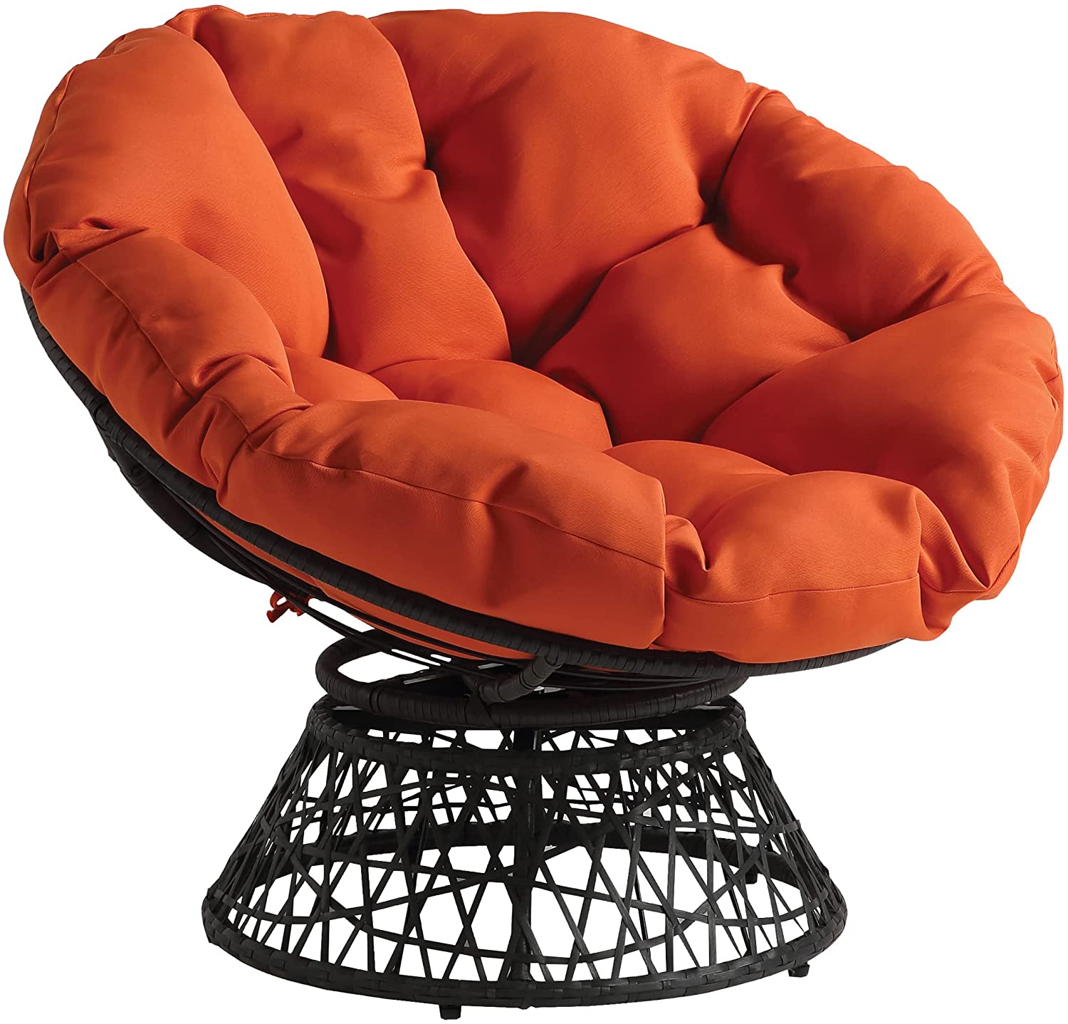 OSP Home Furnishings Wicker Papasan Chair with 360-Degree Swivel, Grey ...