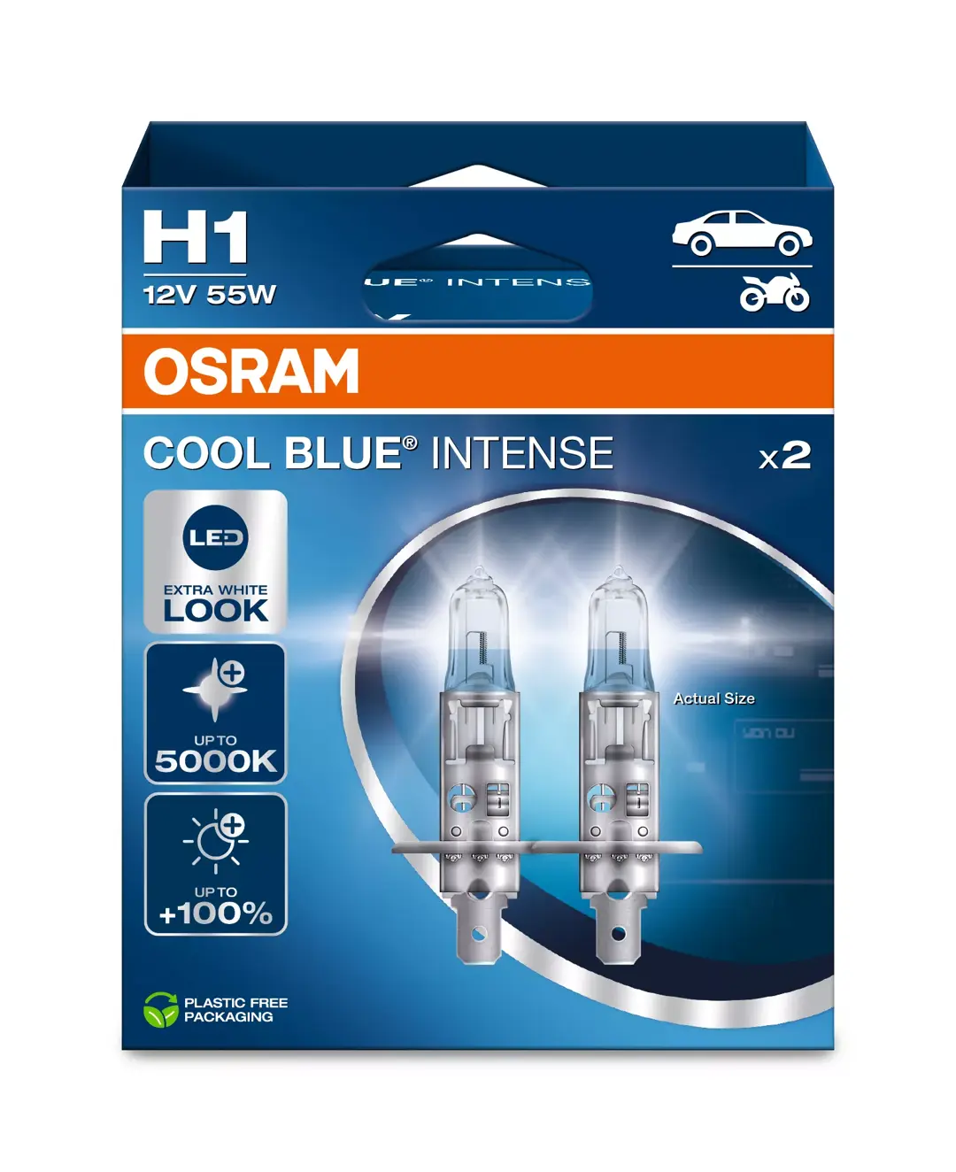 OSRAM H1 Cool Blue Intense (NEXT GEN) P14,5S 55W 12V 2 pcs Halogen Bulb ...