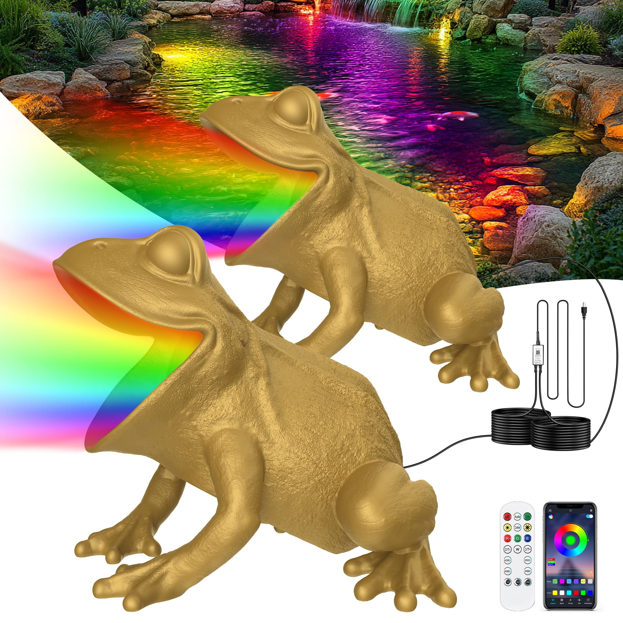 OSREE Pond with APP, 6W Frog Fountain led Underwater with 12V ...
