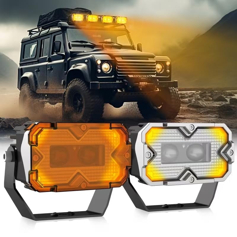 OSRLIPS LED Offroad Lights, Yellow/White Covers Interchangeable Cube ...
