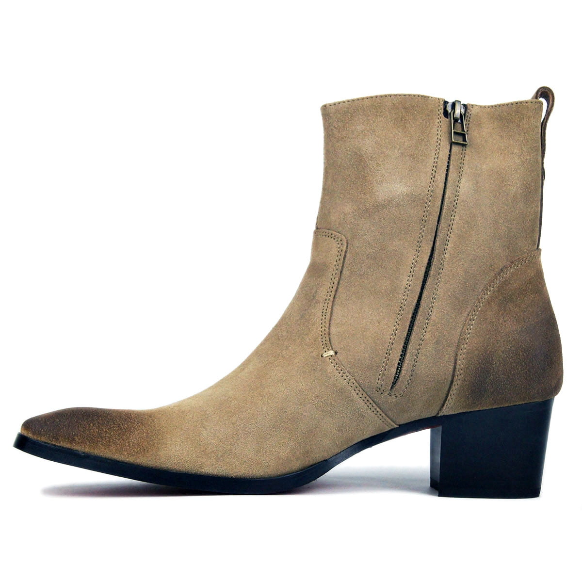 OSSTONE Dress Boots Chelsea Designer Boots for Men Zipper-up Leather ...