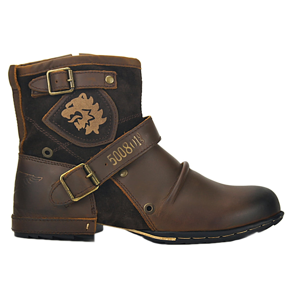 OSSTONE Moto Chukka Boots Men 5008-1-Brown-13-WFS Classic Brown ...