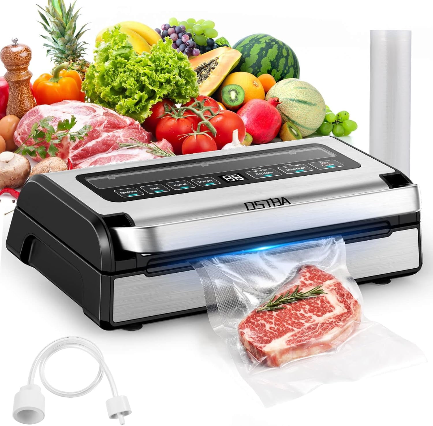 OSTBA 180W Vacuum Sealer Machine, 12-in-1 Double Pump Food Saver with ...