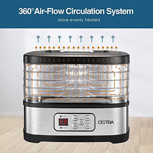 OSTBA Food Dehydrator Machine Adjustable Temperature & 72H Timer, 5 ...