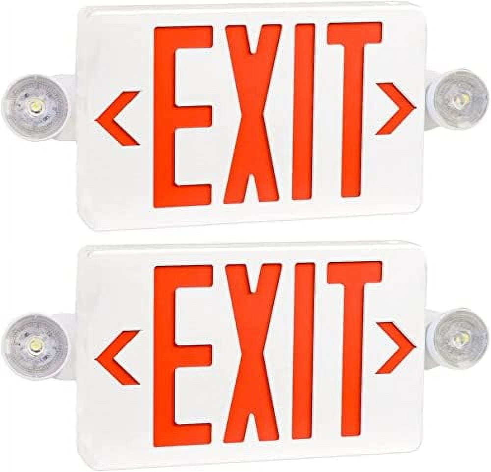 OSTEK 2 Pack Red LED Exit Sign with Emergency Lights, Two Adjustable ...