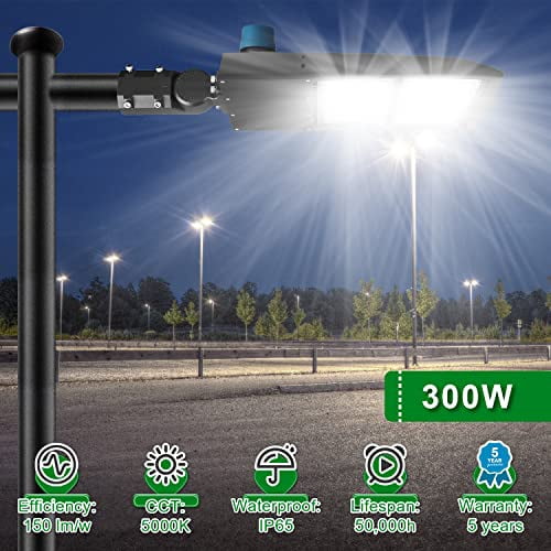 OSTEK 300W LED Parking Lot Lights LED Shoebox Street Pole Light with ...