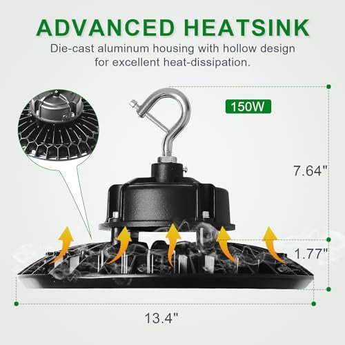 OSTEK 480V 150W LED High Bay Light Fixture, 5000K UFO High Bay Lighting ...