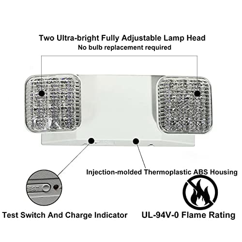 OSTEK LED Emergency Lights with Battery Backup, Adjustable Two-Head ...