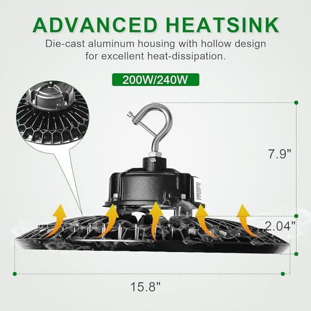 OSTEK LED High Bay Light Fixture 200W, 5000K UFO High Bay Lighting IP65 ...