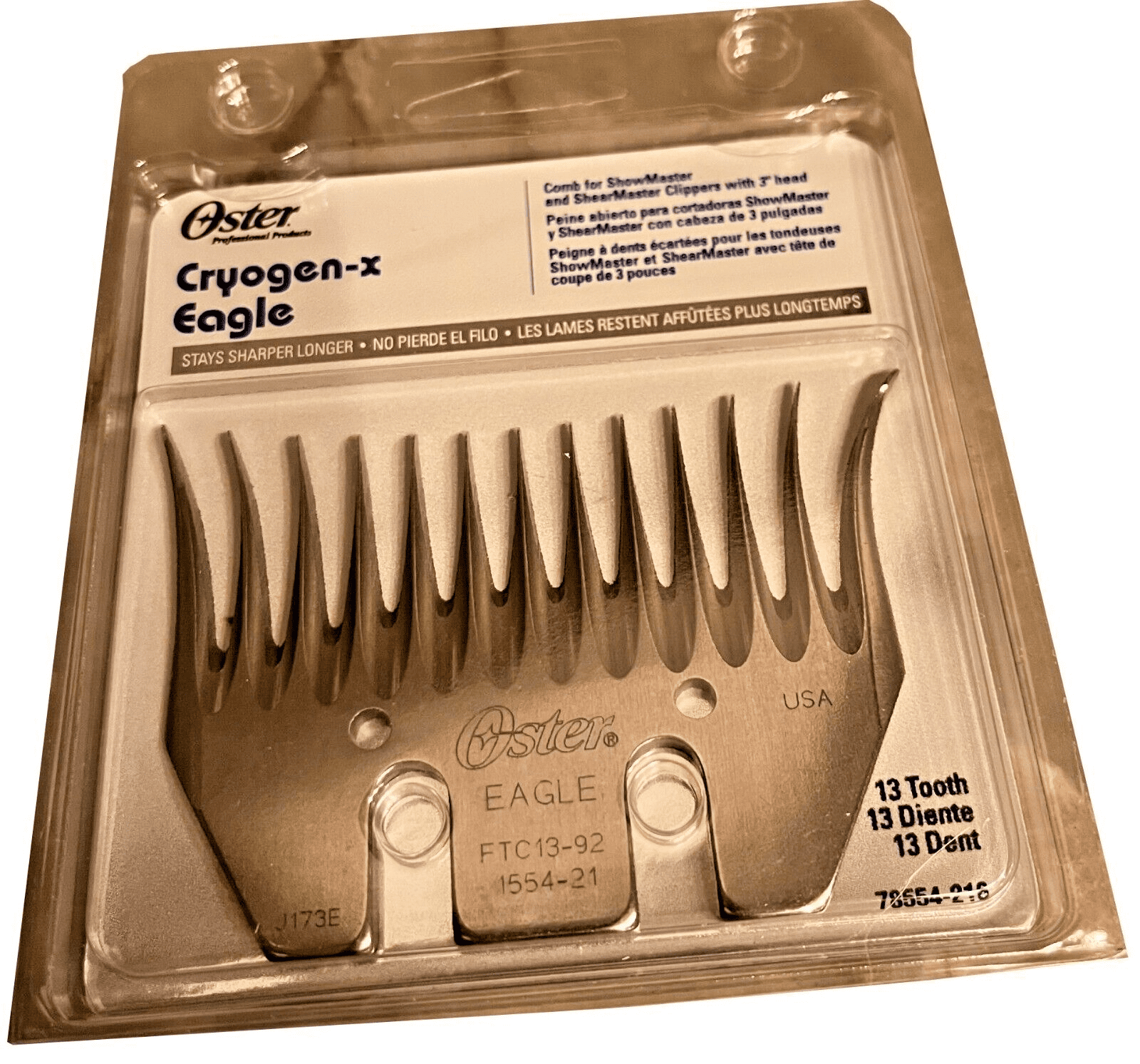 OSTER Blade 13 Tooth Eagle Comb Cryogen-X 78554-216 ShowMaster ...